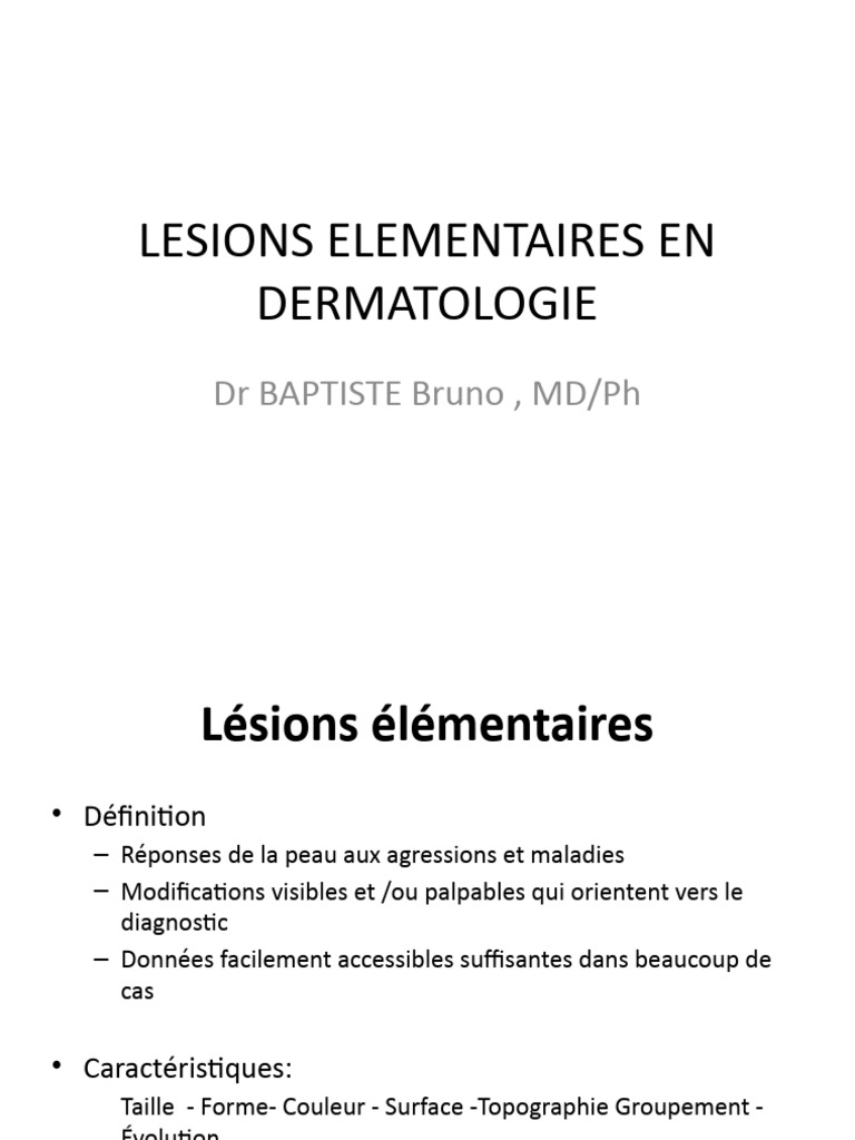 Lésions Dermatologiques Primaires et Secondaires | PDF | Cicatrice ...