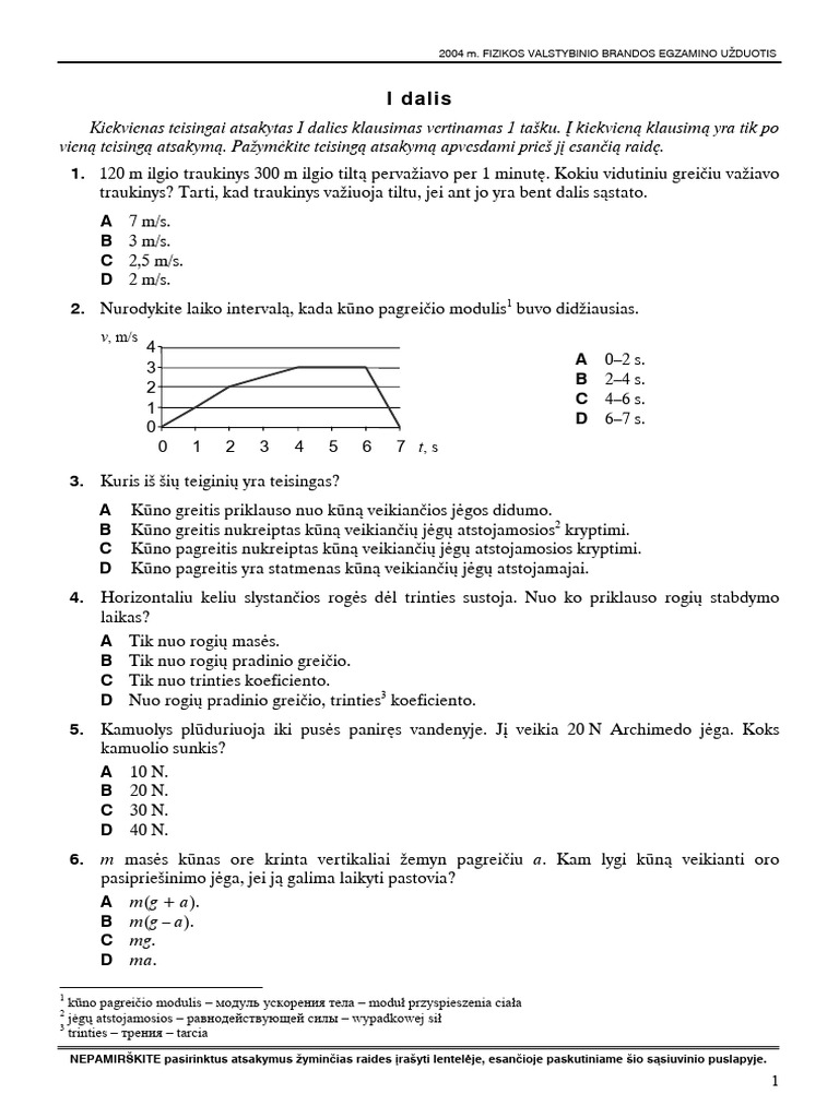193 Uzduotys 2004 VBE Fizika | PDF