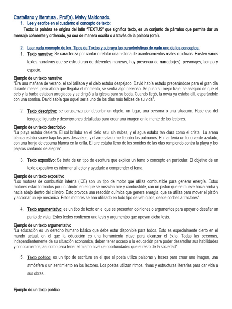 Tipos de Textos y sus Características | PDF | Motores | Narración