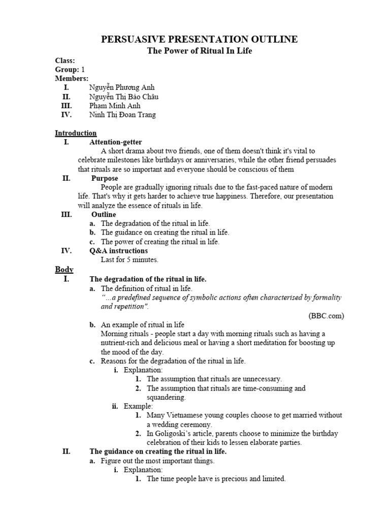 Outline | PDF | Rituals | Interpersonal Relationships