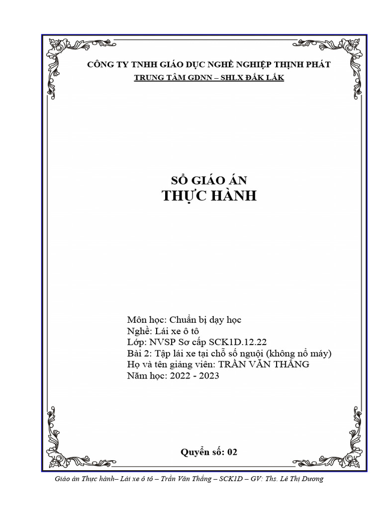 Bai Tap MD01 - Giao An Thuc Hanh - Tran Van Thang - 20-12-1974 | PDF