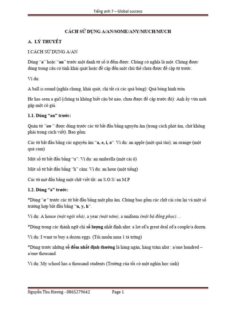 Cách S D NG A - An - Some - Any | PDF