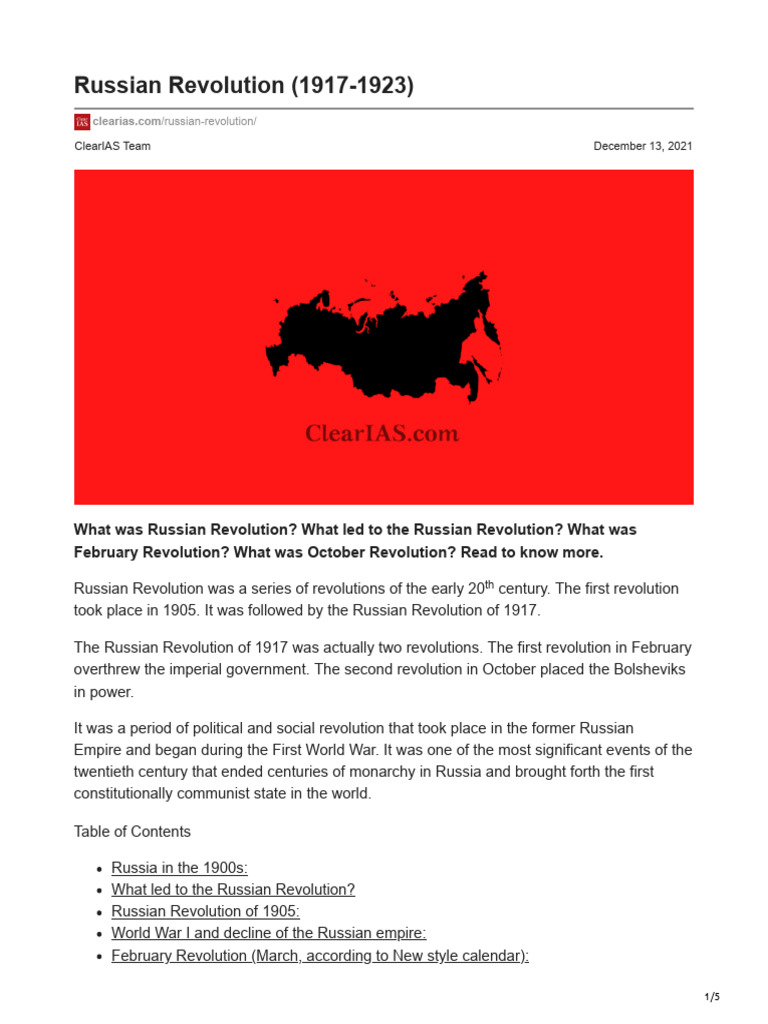 Russian Revolution 1917-1923 | PDF