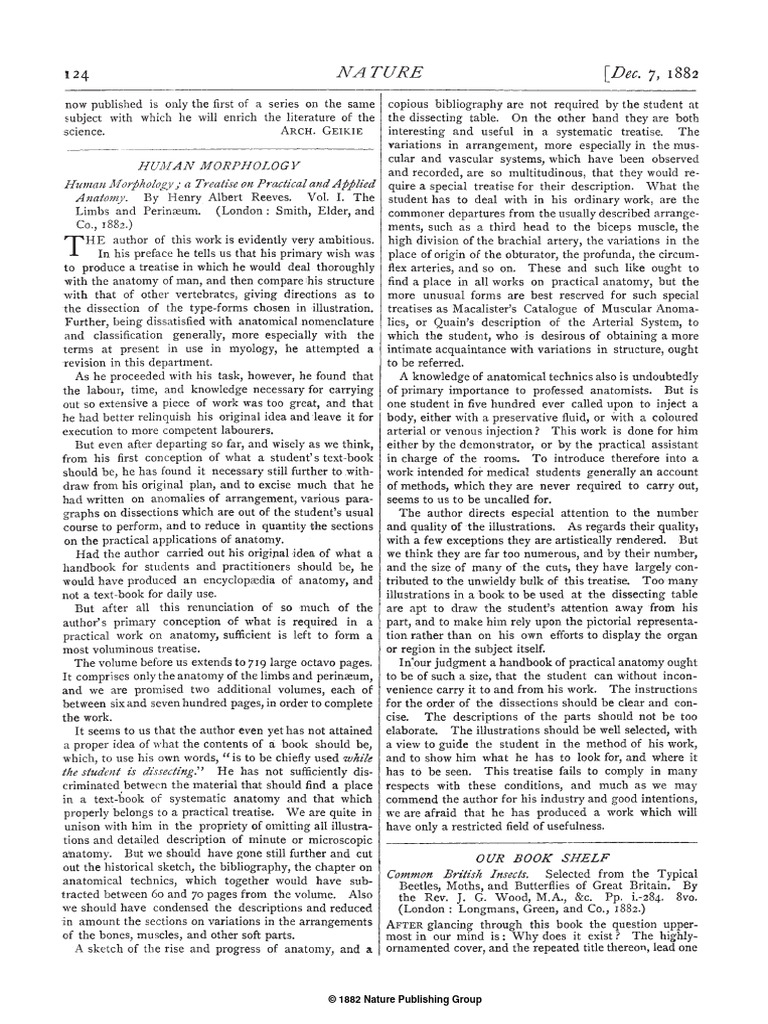 Nature: Human Morphology Human Morphology A Treatise On Prnctical and ...