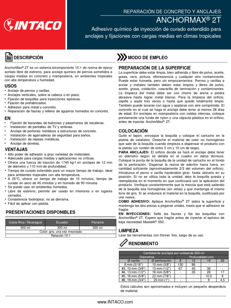 FT Anchormax 2t | PDF | Hormigón