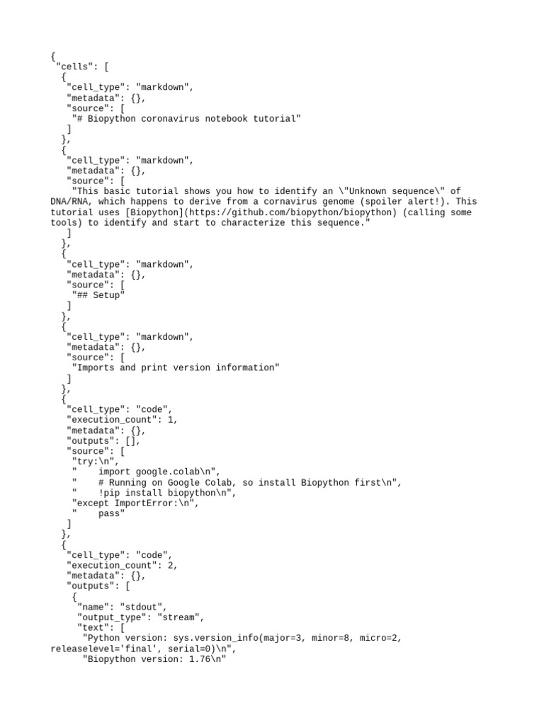 Biopython Coronavirus Notebook - Ipynb | PDF | Translation (Biology ...