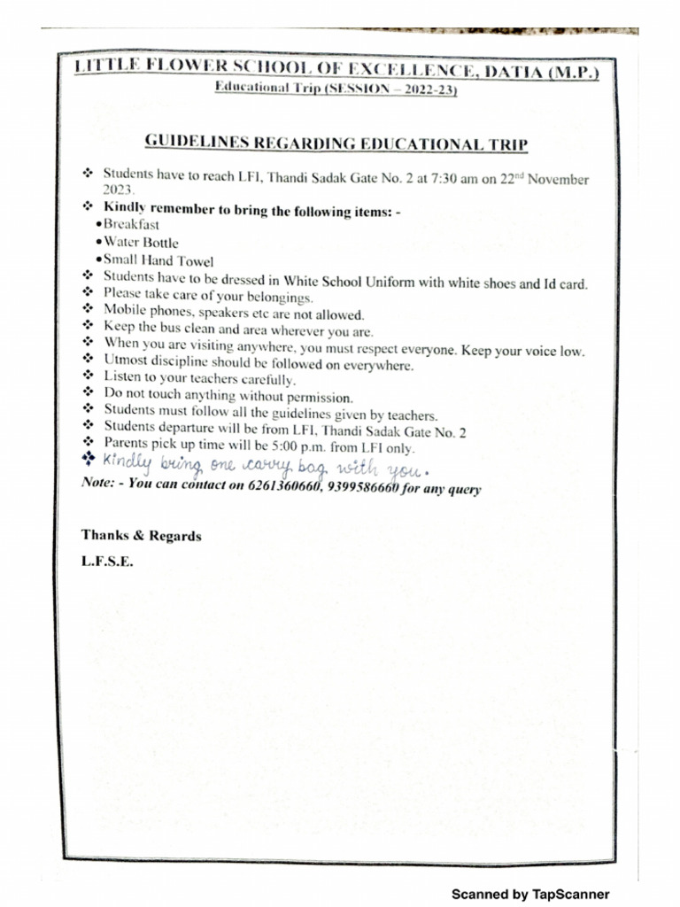 Guidelines Regarding Educational Trip | PDF