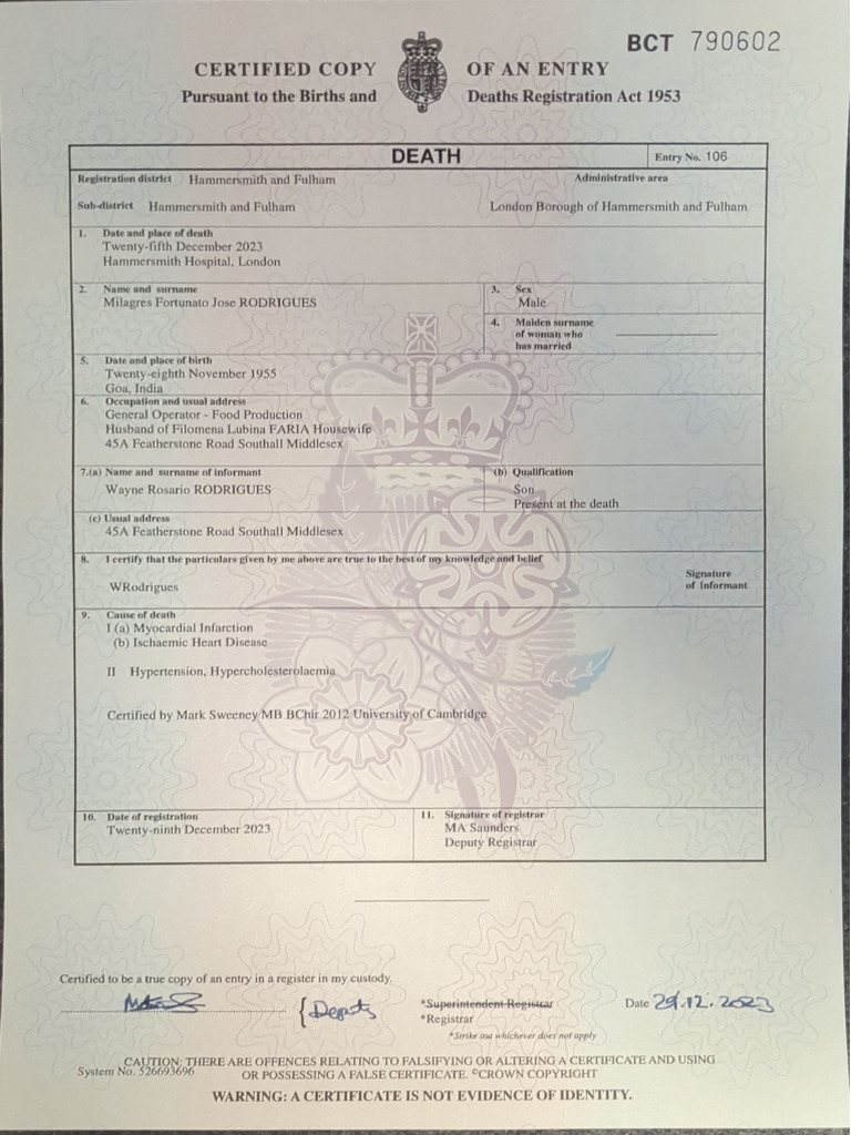 death Certificate | PDF