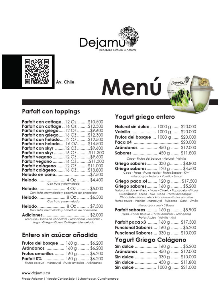 Menú del Restaurante Dejamu | PDF | Frutas comestibles | Fruta