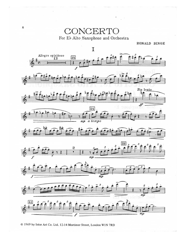 Ronald Binge Saxophone Concerto | PDF