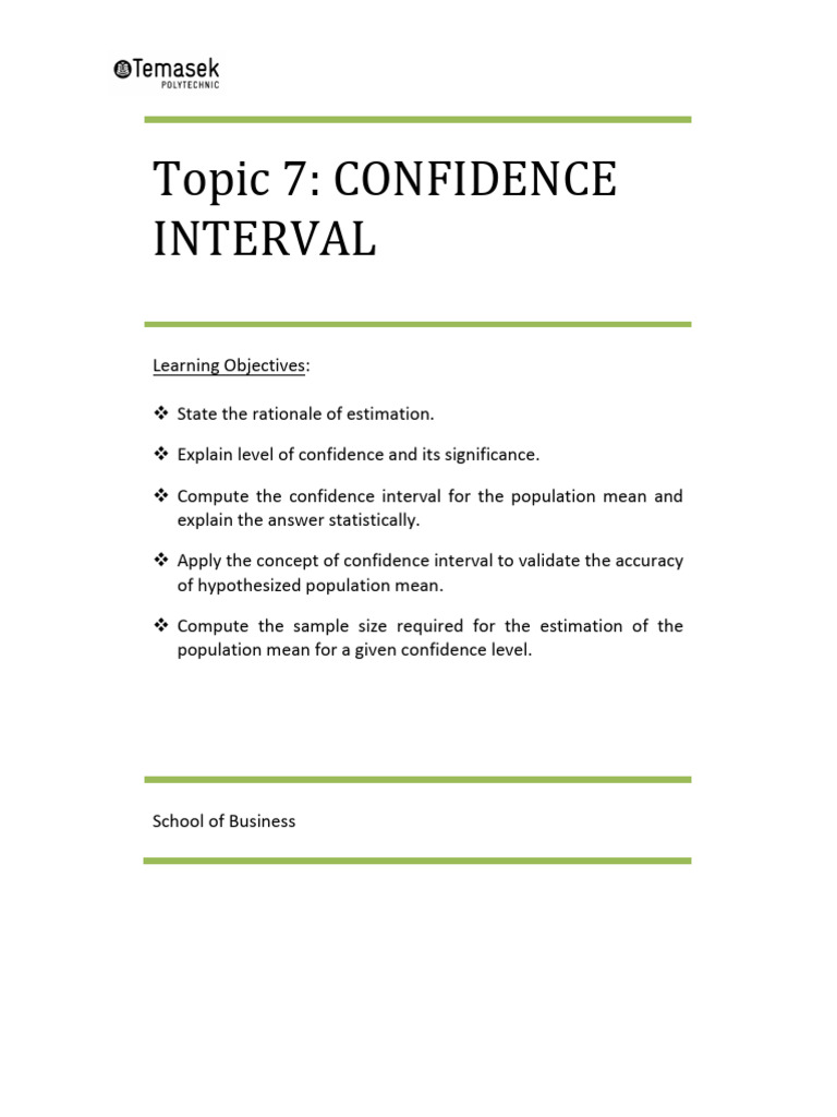 Topic 7 Confidence Interval 2 hsjs | PDF