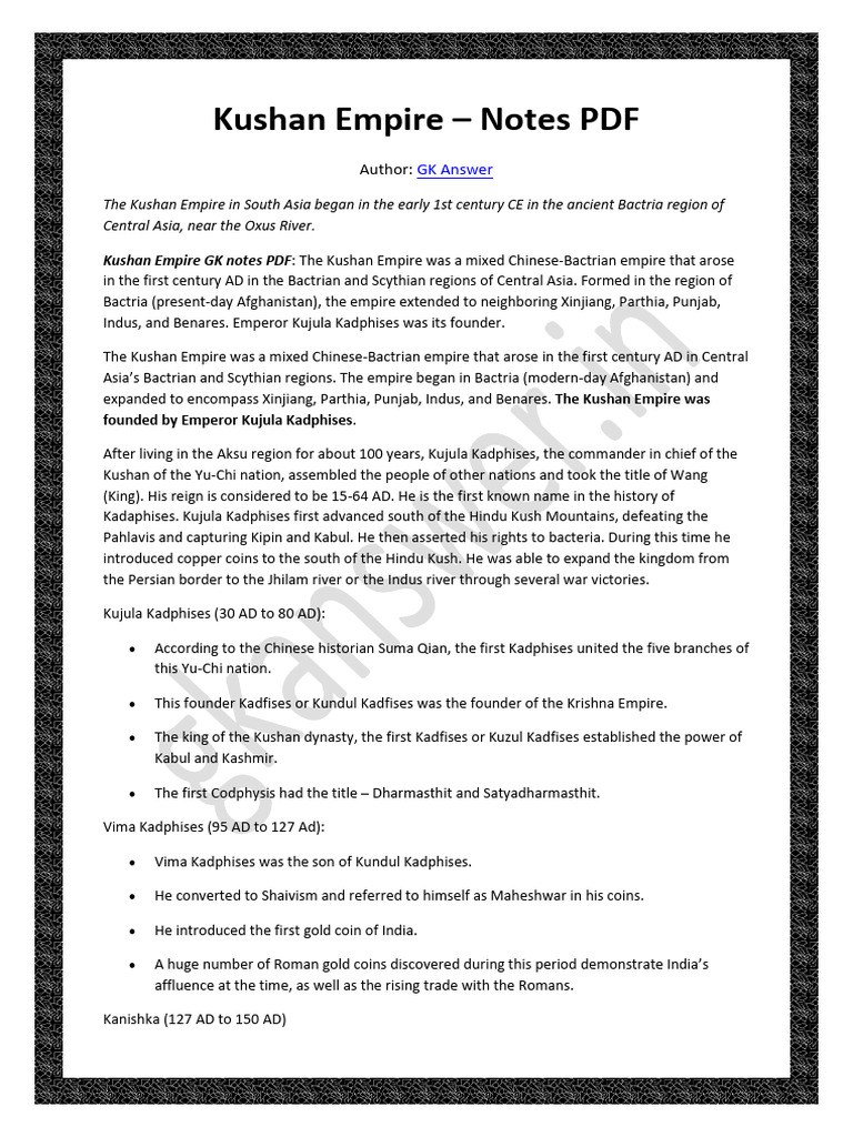 Kushan Empire | PDF | History | Religion & Spirituality