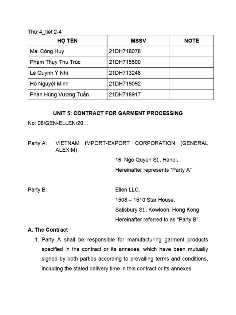 Contract For Garment Processing | PDF | Arbitration