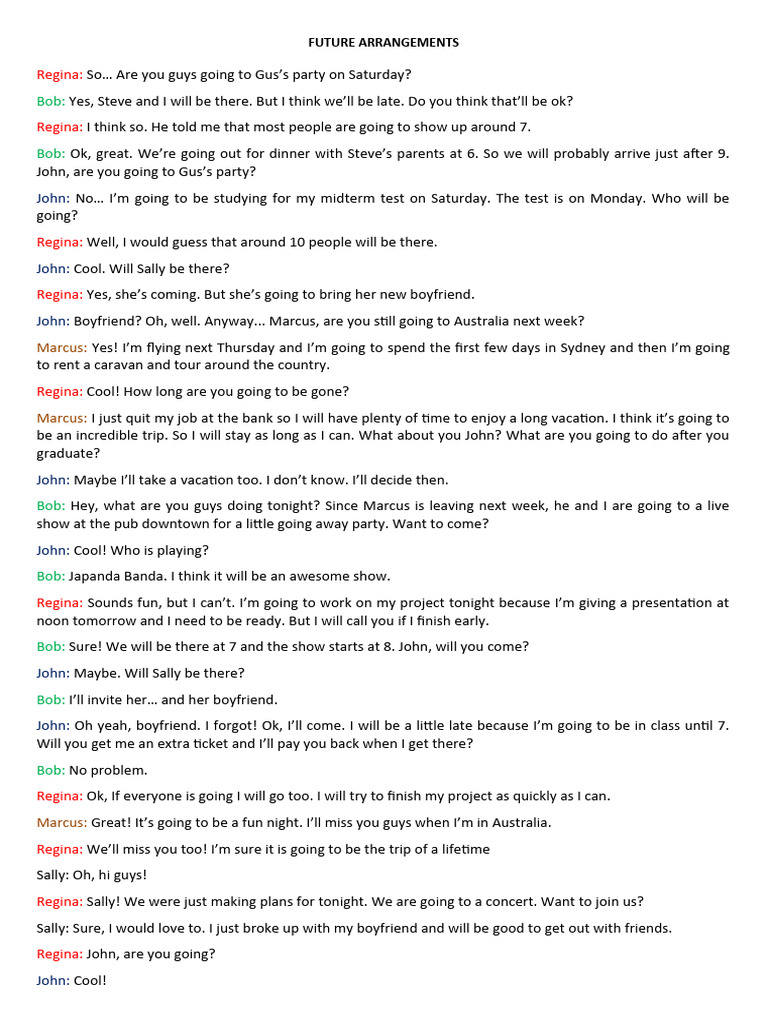 Dialogue (Mathayom 3. Be Going To... ) | PDF