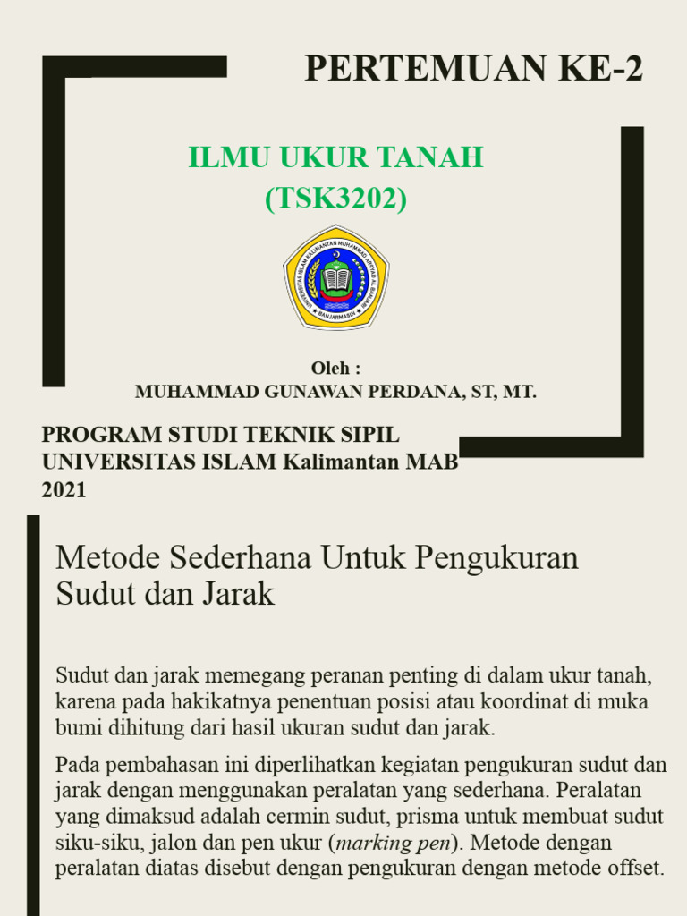 Metode Sederhana Untuk Pengukuran Sudut Dan Jarak I (ILMU UKUR TANAH) | PDF