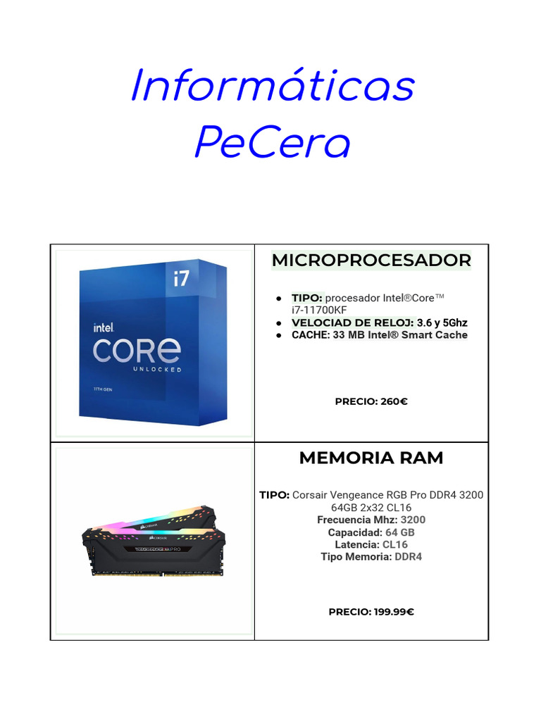 Catálogo de Componentes PC (Aaron y Jean Paul) | PDF