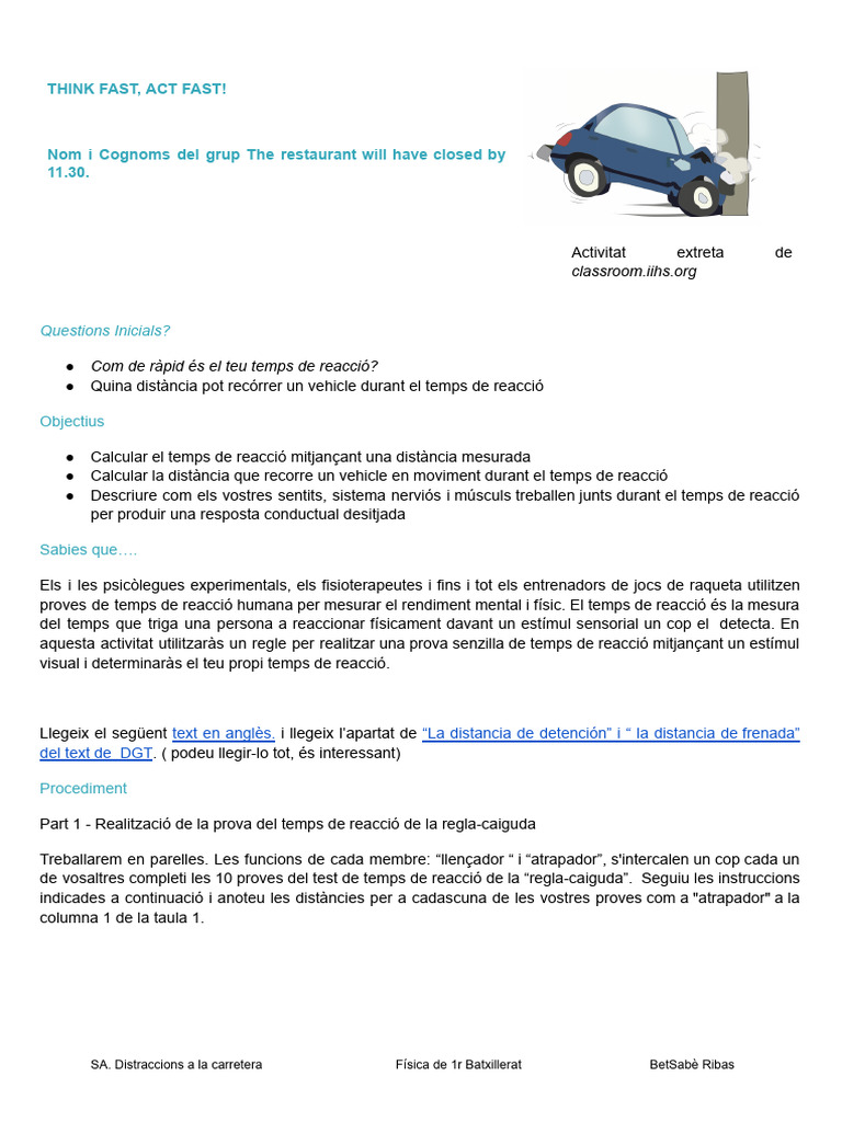 Sa1 - Activitat-Think Fast, Act Fast | PDF
