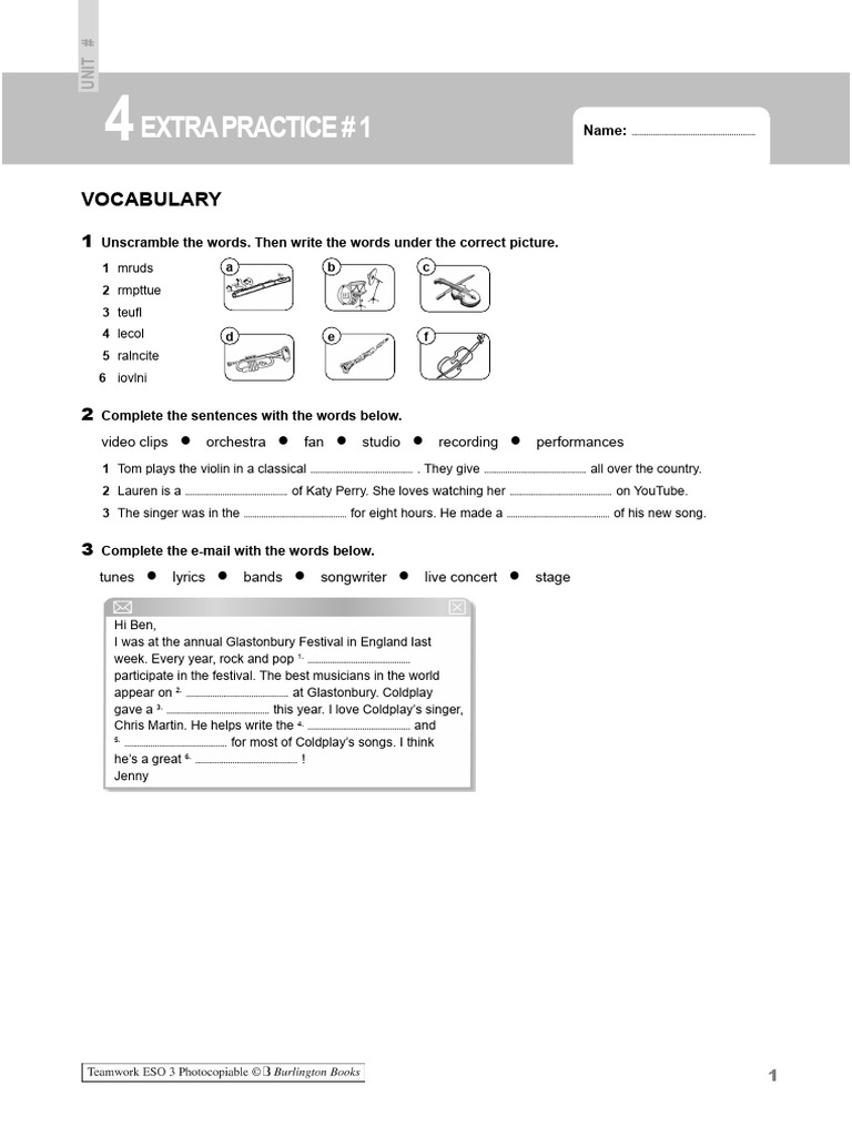 Music Vocabulary & Grammar Exercises | PDF | Performing Arts