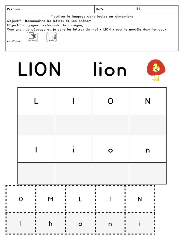 Le Lion Qui Ne Savait Pas Écrire GS "LION" GS | PDF