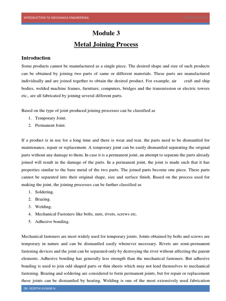 Metal Joining Process Notes | PDF