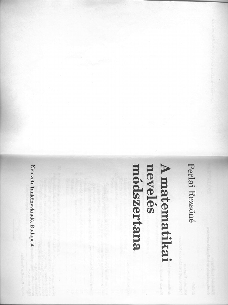 Perlai Rezsőné: A Matematikai Nevelés Módszertana (I.része) | PDF