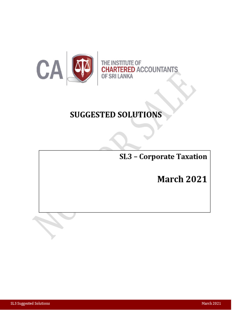 SL3 Suggested Soluitons - March 2021 | PDF | Expense | Taxes
