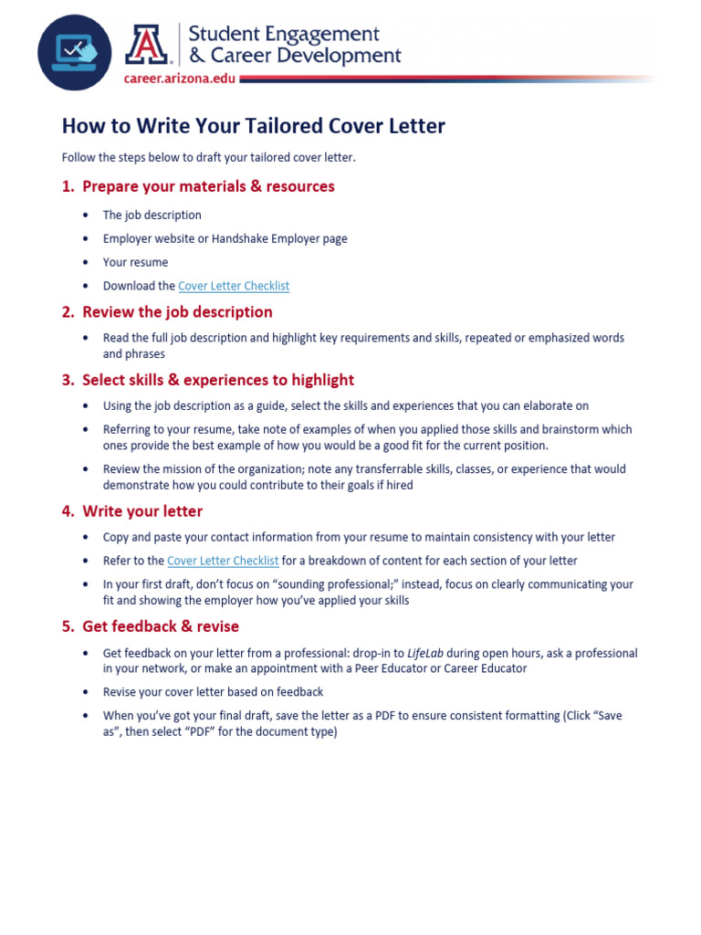 How to Write Your Tailored Cover Letter | PDF