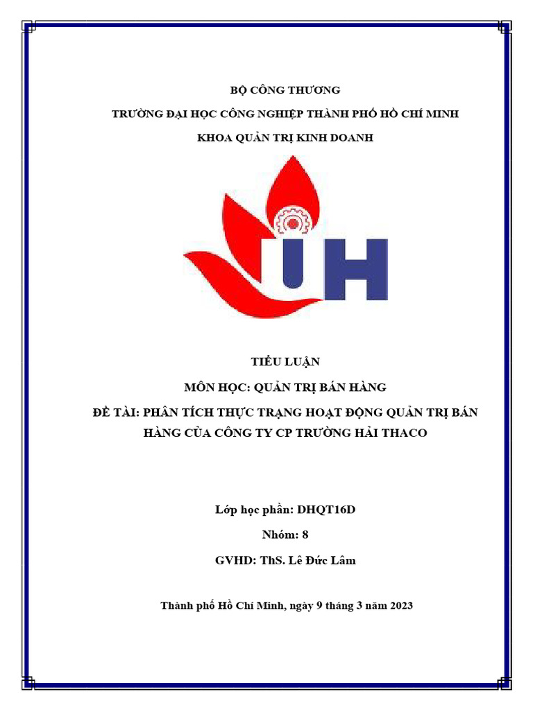 TIỂU LUẬN QTBH | PDF