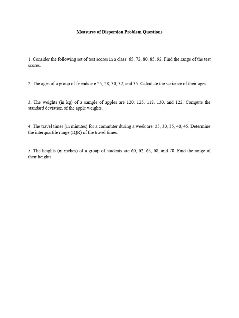 Measures of Dispersion Problem Questions | PDF