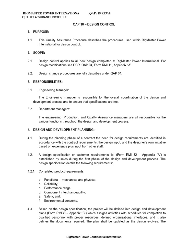 QAP 19 - Design Control | Download Free PDF | Quality Assurance ...