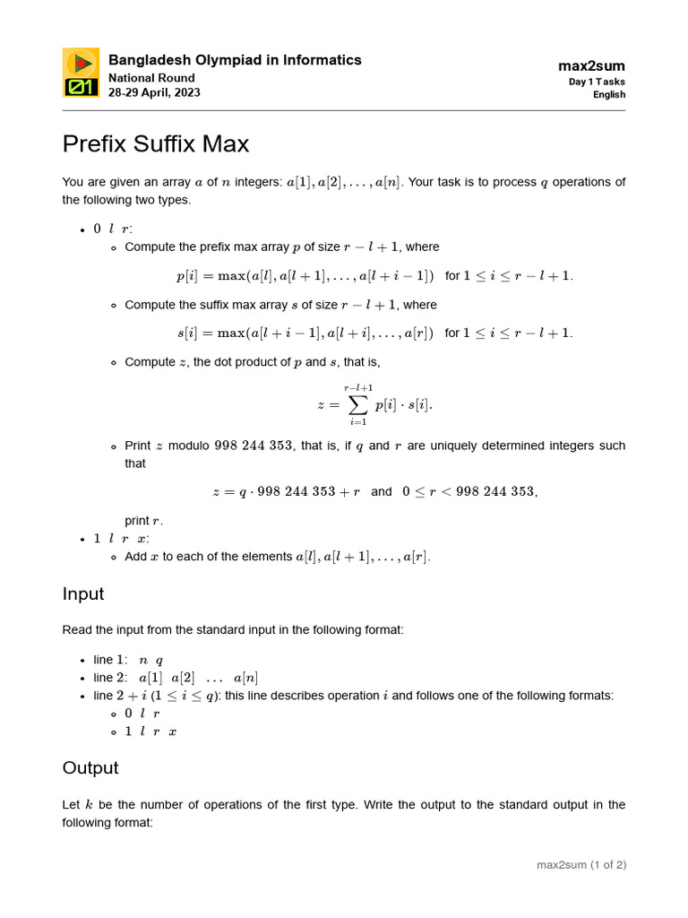 Prefix Suffix Max Operations Guide | PDF | Teaching Methods & Materials ...