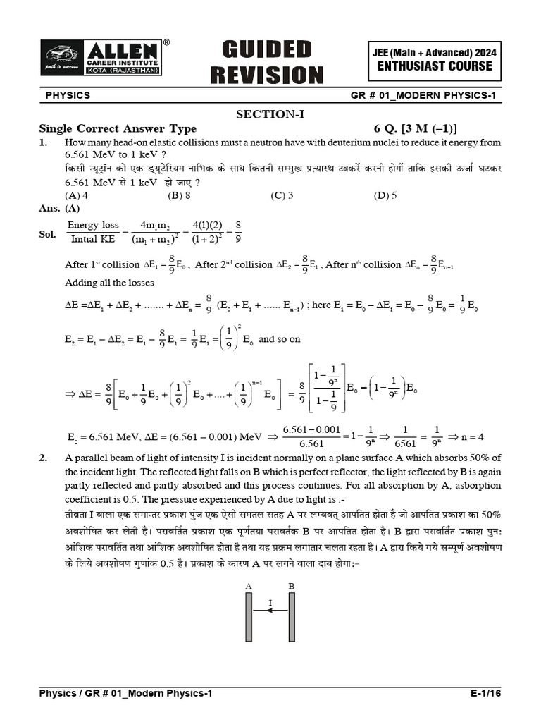 01_GR # Modern Physics-1_With solution | PDF | Photoelectric Effect | Electronvolt