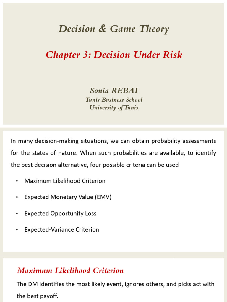 Chapter 3 Decision Under Risk | PDF