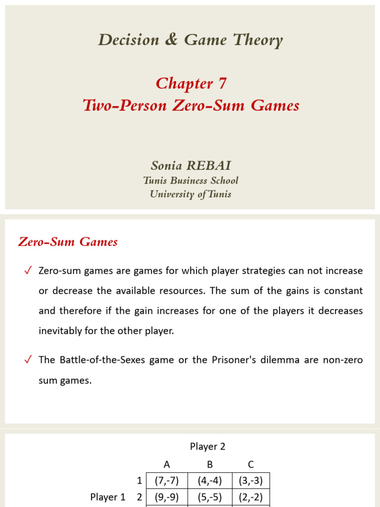 Chapter 7 Zero-Sum Games | PDF | Mathematics | Quantitative Research