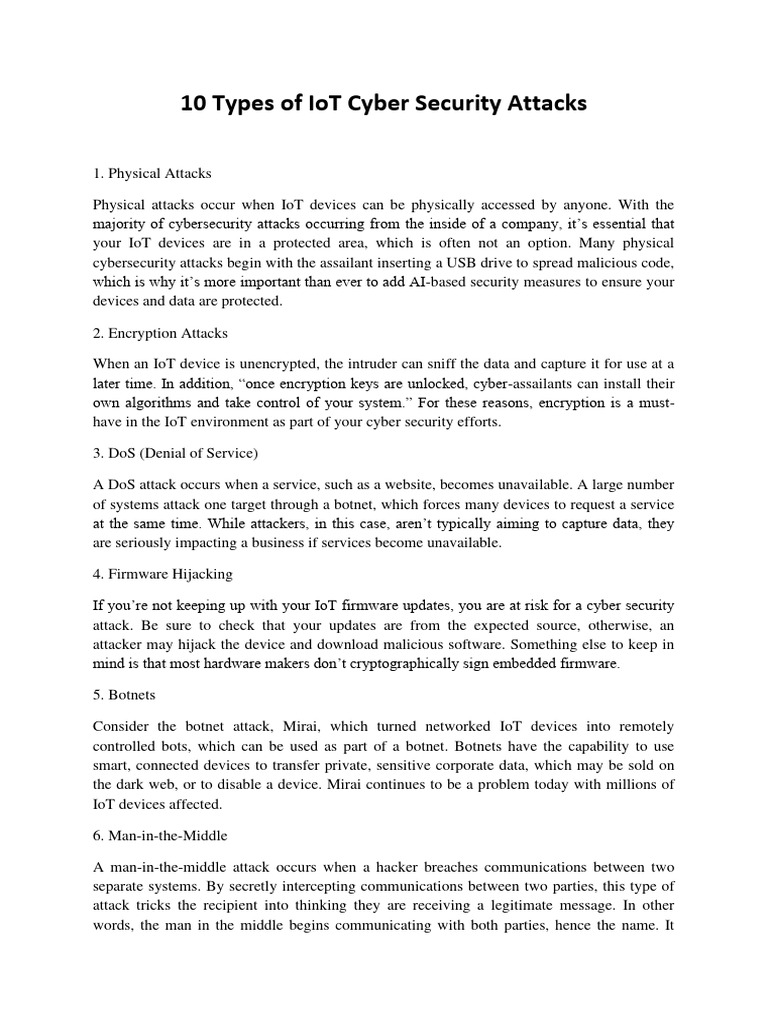 10 Types Of Iot Cyber Security Attacks Pdf