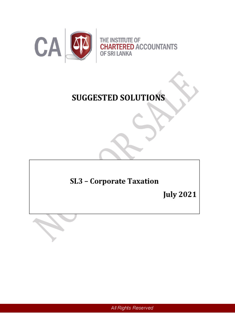 SL3 - Suggested Solutions July - 2021 | PDF | Taxes | Expense
