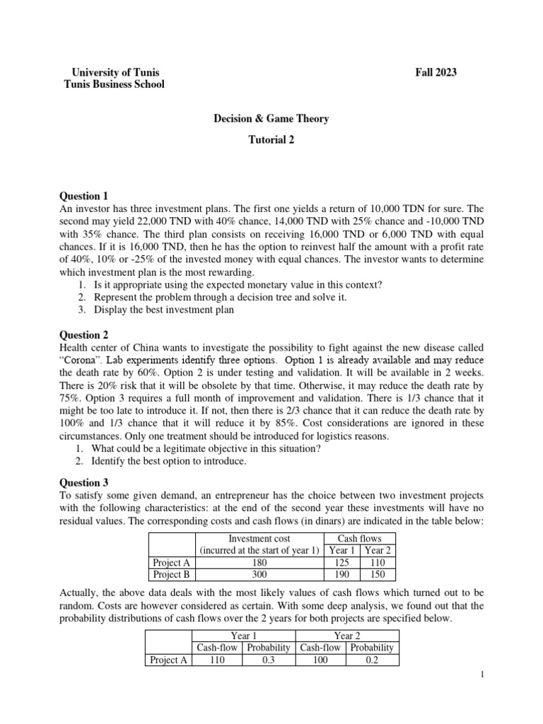 Tutorial 2 | PDF | Investing | Option (Finance)
