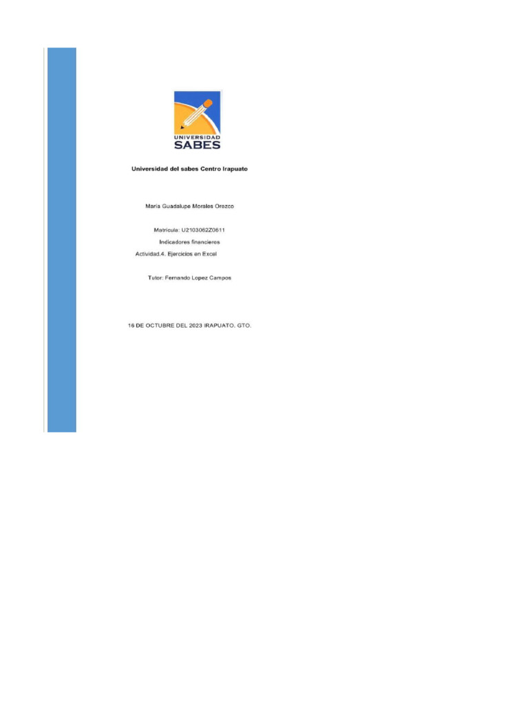 ACT.4 Ejercio en Excel | PDF