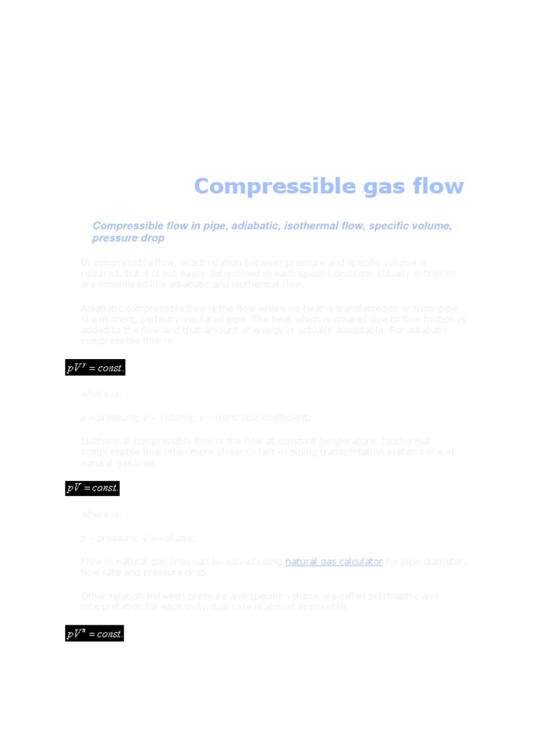 Compressible Gas Flow | PDF | Fluid Dynamics | Gases