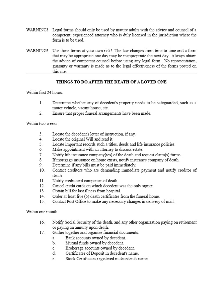 Death To Do List - Checklist_1700769328806 | PDF