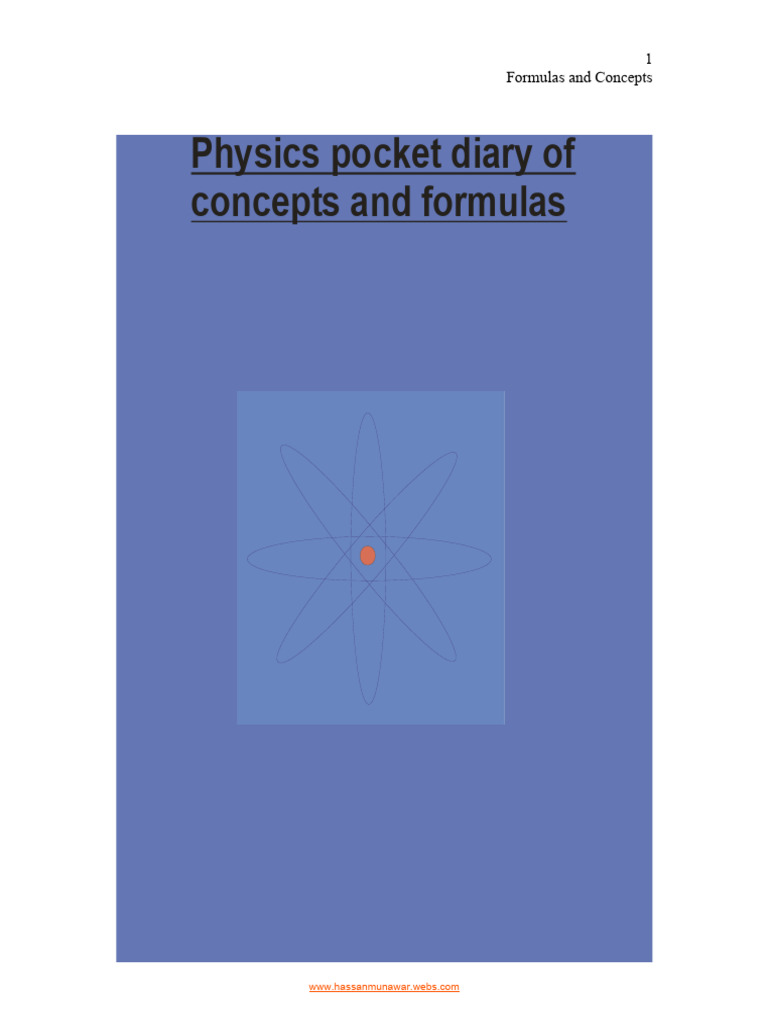 Physics Pocket Diary of Concepts & Formulas | PDF Physics Pocket Diary of Concepts & Formulas | PDF