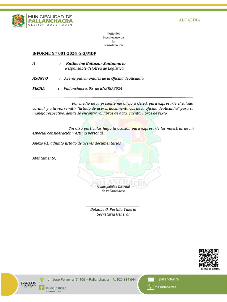 Informe #001 2024 S.G MDP | PDF | Perú | Gobierno