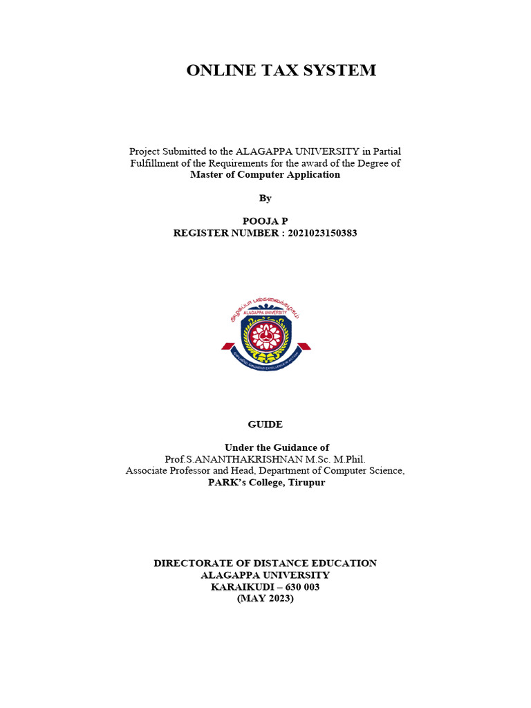 Online Tax System Front Page | PDF