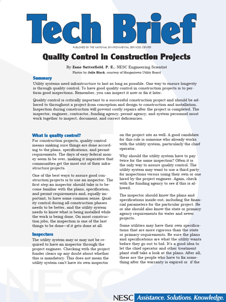 Quality Control in Construction Projects | PDF | Engineering