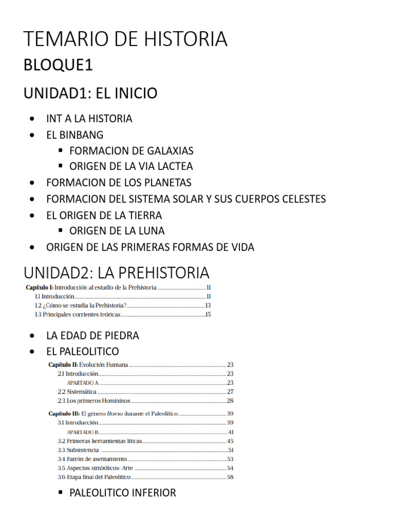 Temario de Historia | PDF
