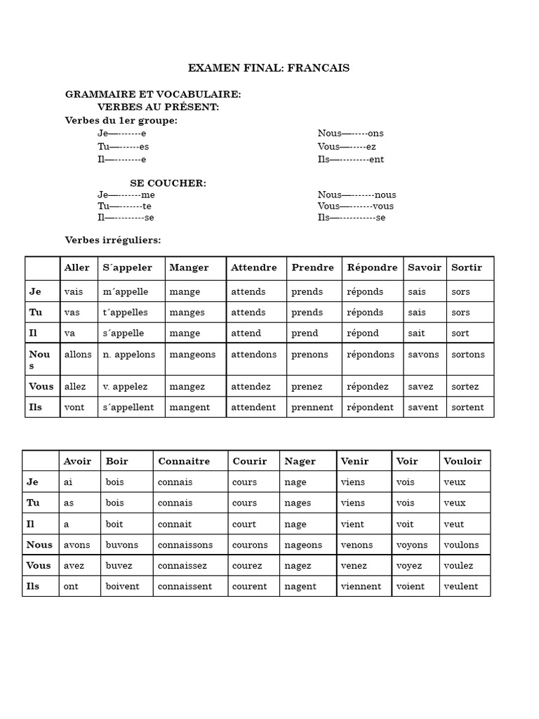 EXAMEN FINAL FRANCES | PDF
