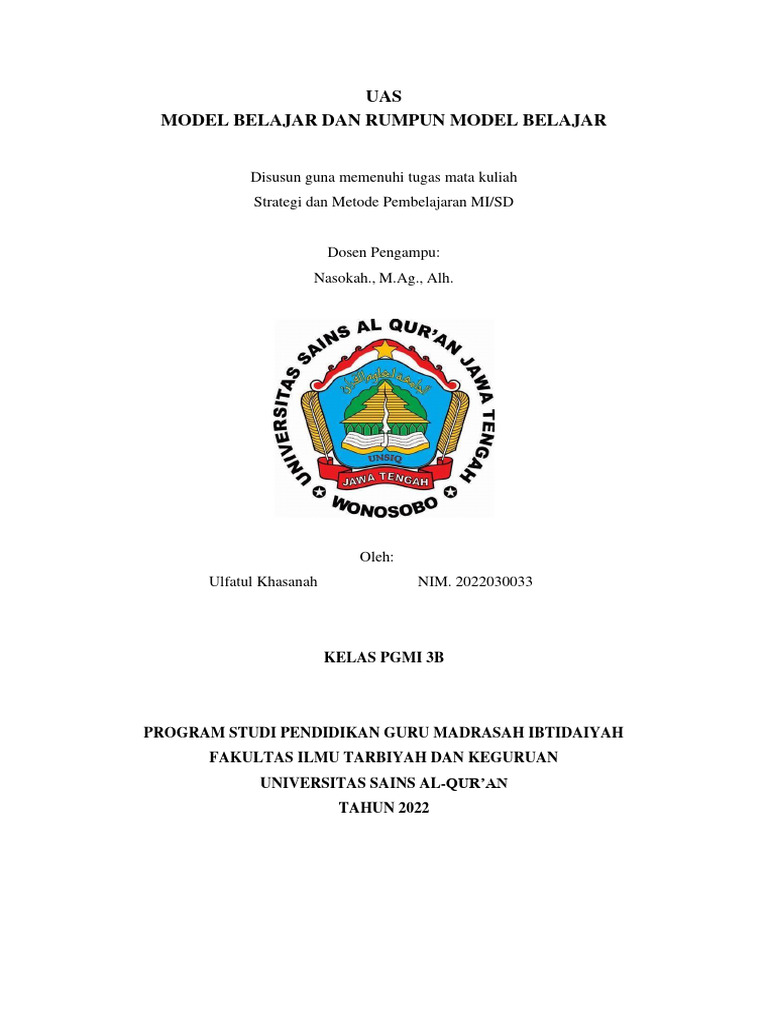 Uas MODEL BELAJAR DAN RUMPUN MODEL BELAJAR | PDF