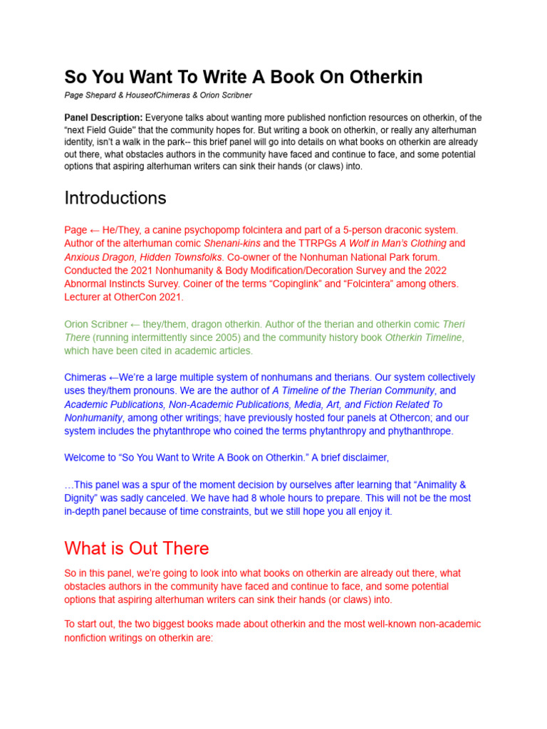 So You Want To Write A Book On Otherkin | PDF | Publishing | Written ...