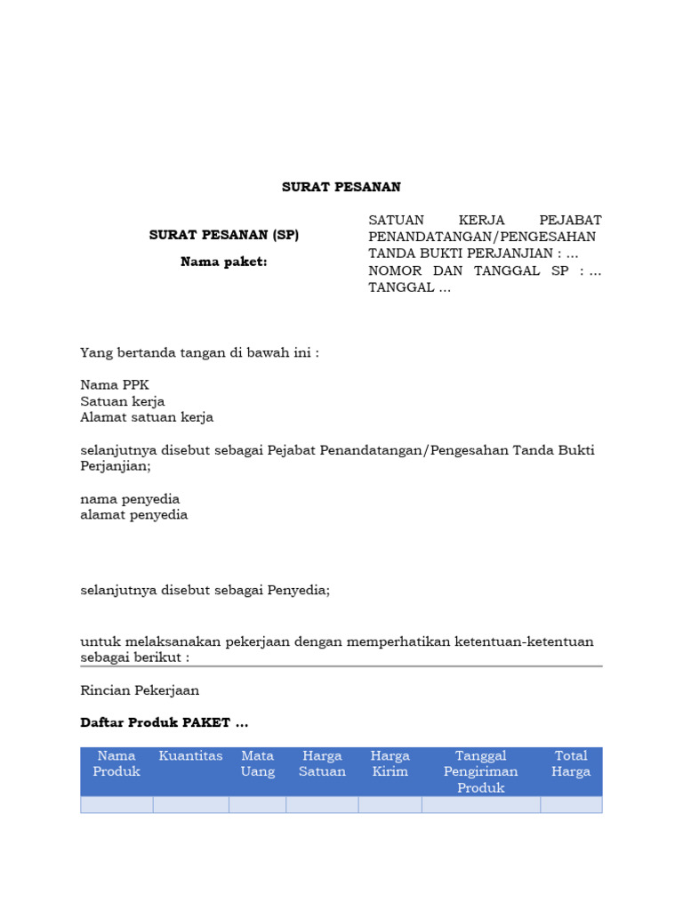 Form 5 Kontrak Surat Pesanan Jasa | PDF
