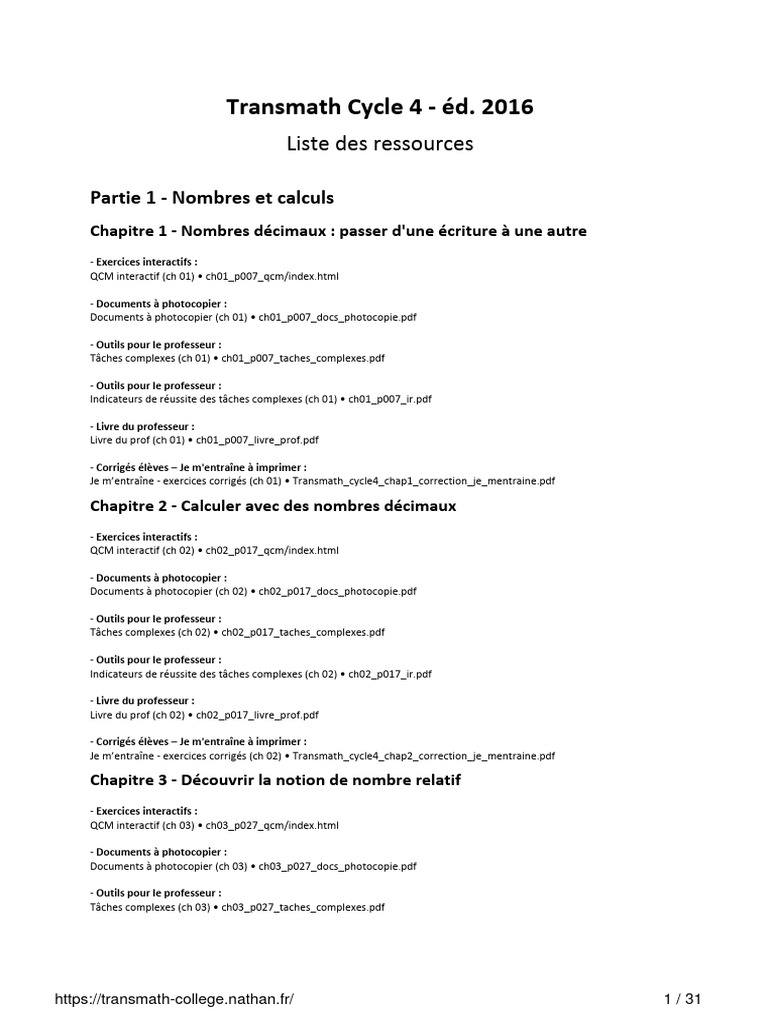 Liste Des Ressources | PDF